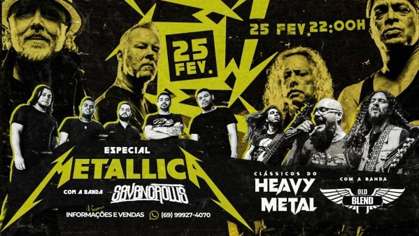 Especial Metallica + Classicos do Heavy Metal em Porto Velho - Sympla