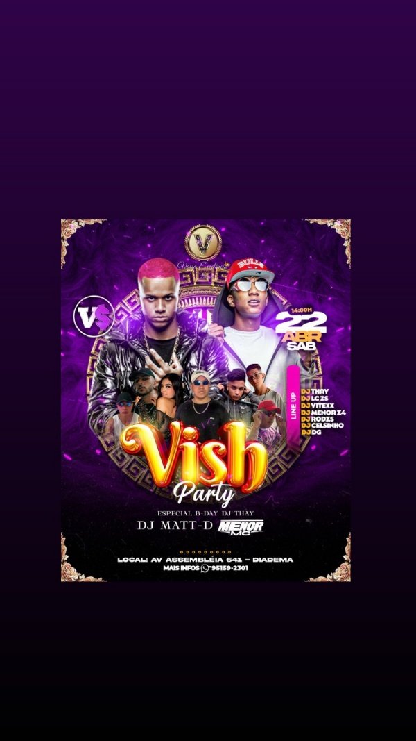 VISH PARTY em Diadema - Sympla