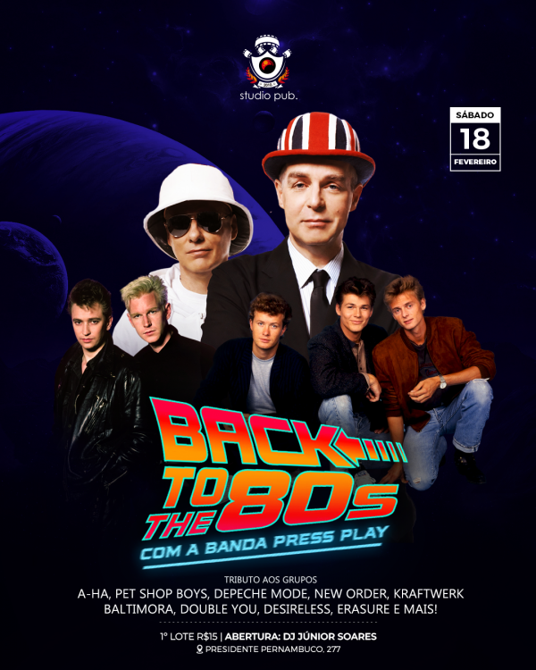 BACK TO THE 80s @Studio Pub 18/02 em Belém - Sympla