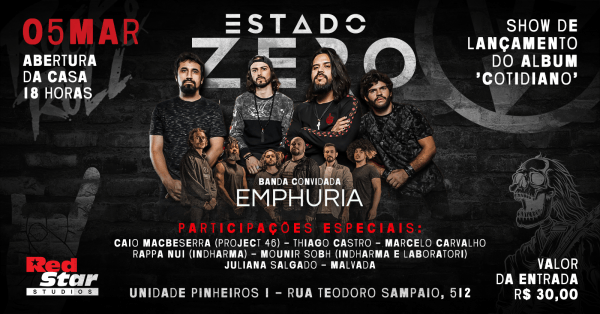 LANÇAMENTO DO ALBUM "COTIDIANO" - BANDA ESTADO ZERO. em São Paulo - Sympla