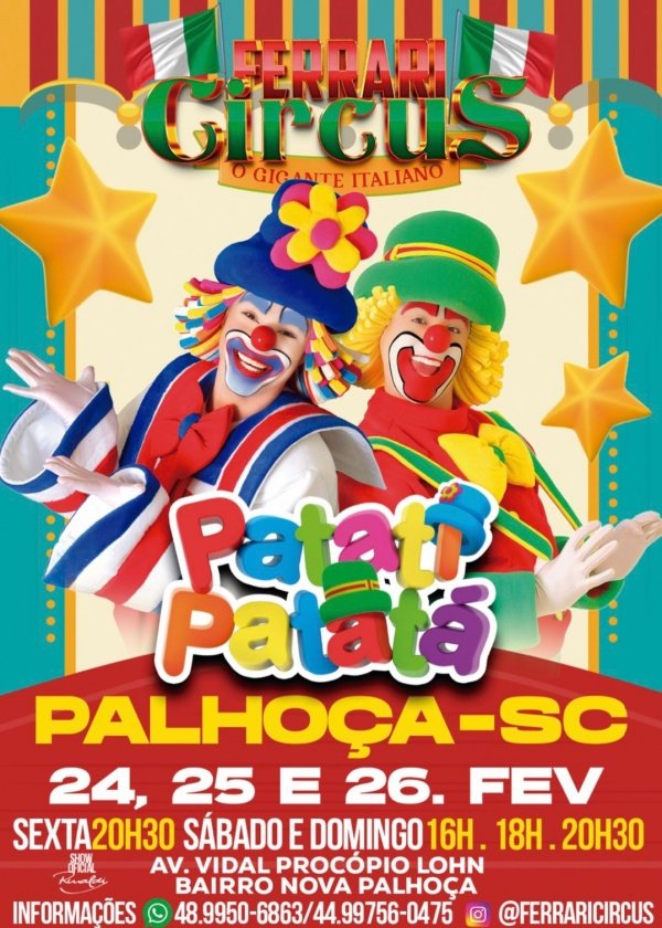 FERRARI CIRCUS | PALHOÇA| PATATI E PATATA | DOMINGO ÀS 18h em Palhoça ...