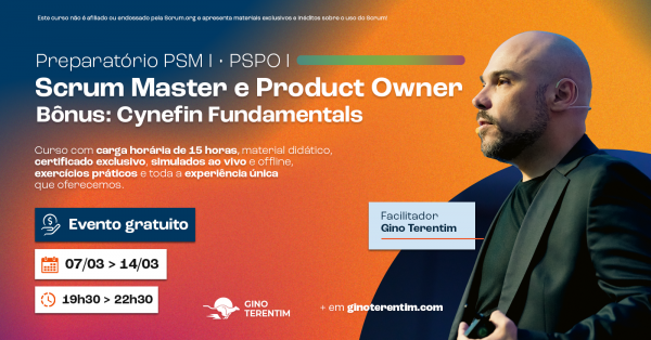 Preparatório Scrum PSM I + PSPO I + Cynefin Fundamentals 2023: Curso Gratuito! - online - Sympla