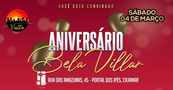 B-day Bela Villar - Vistta 04/03/23 em Cajamar - Sympla