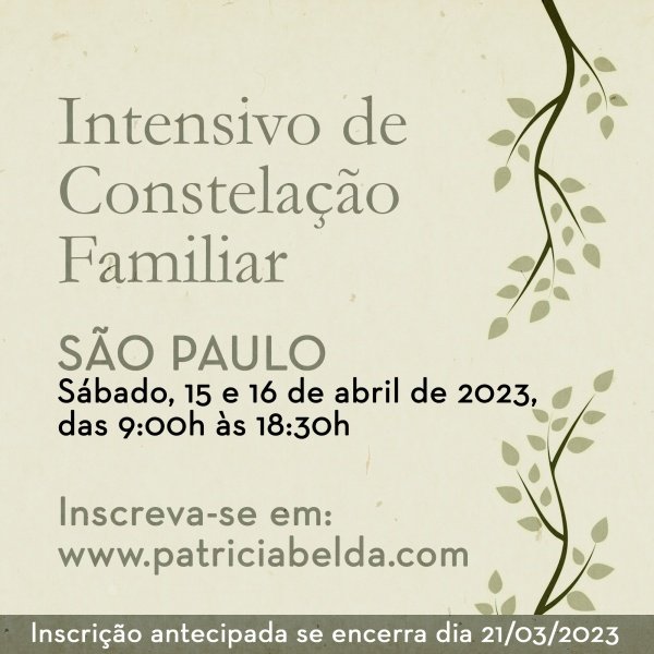 WORKSHOP INTENSIVO DE CONSTELAÇÃO FAMILIAR POR PATRICIA BELDA em São ...