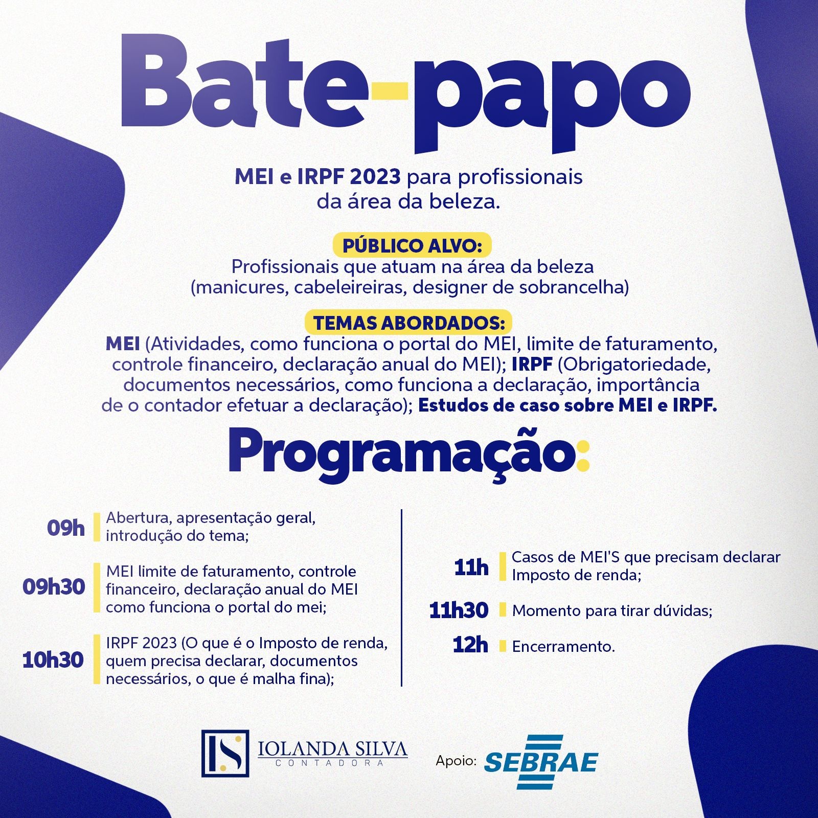 BATE PAPO - MEI E IRPF 2023 PARA PROFISSIONAIS DA ÁREA DE BELEZA em ...