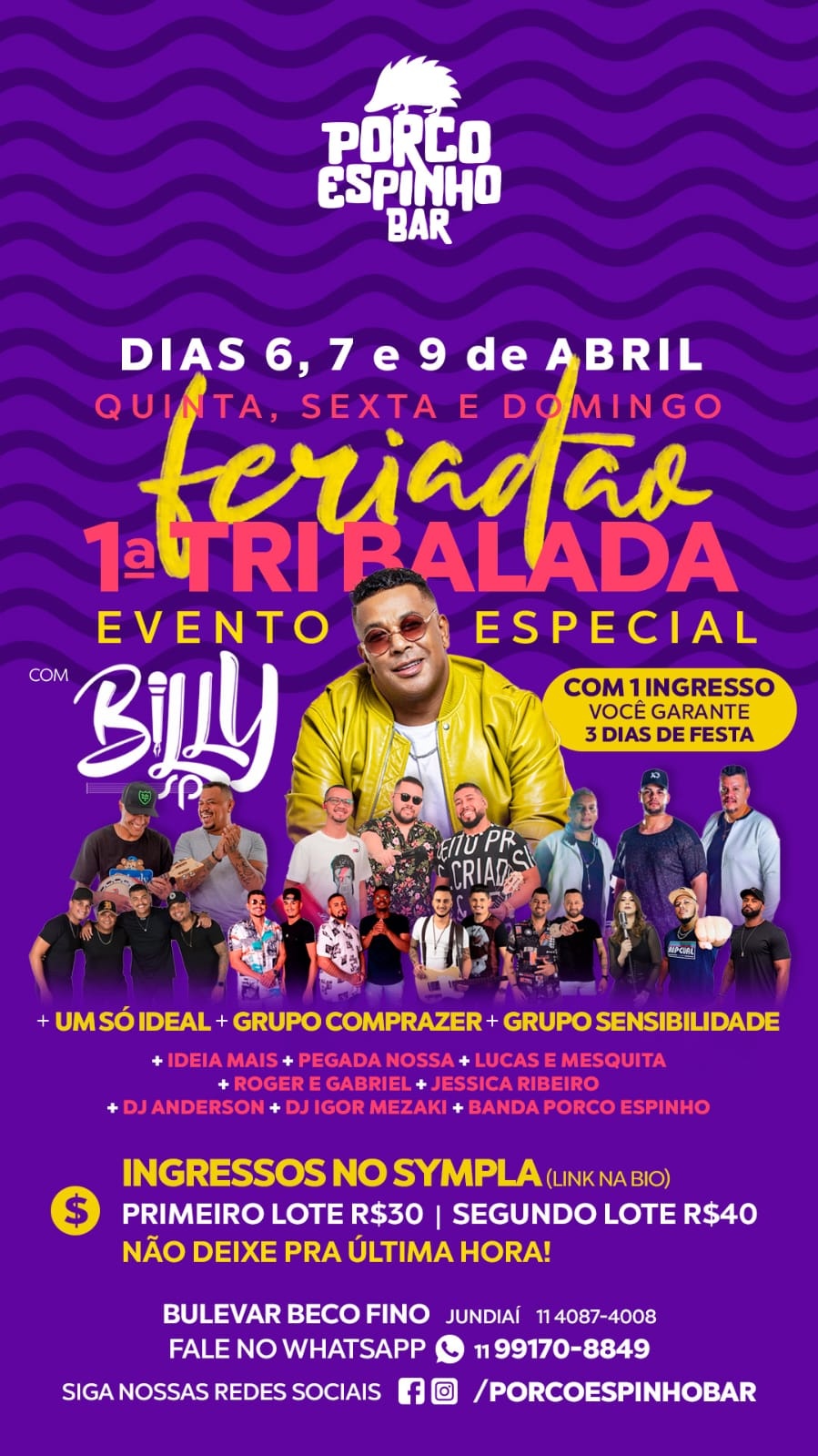 1ª Tri Balada Feriadão do Porco Espinho Bar em Jundiaí - Sympla