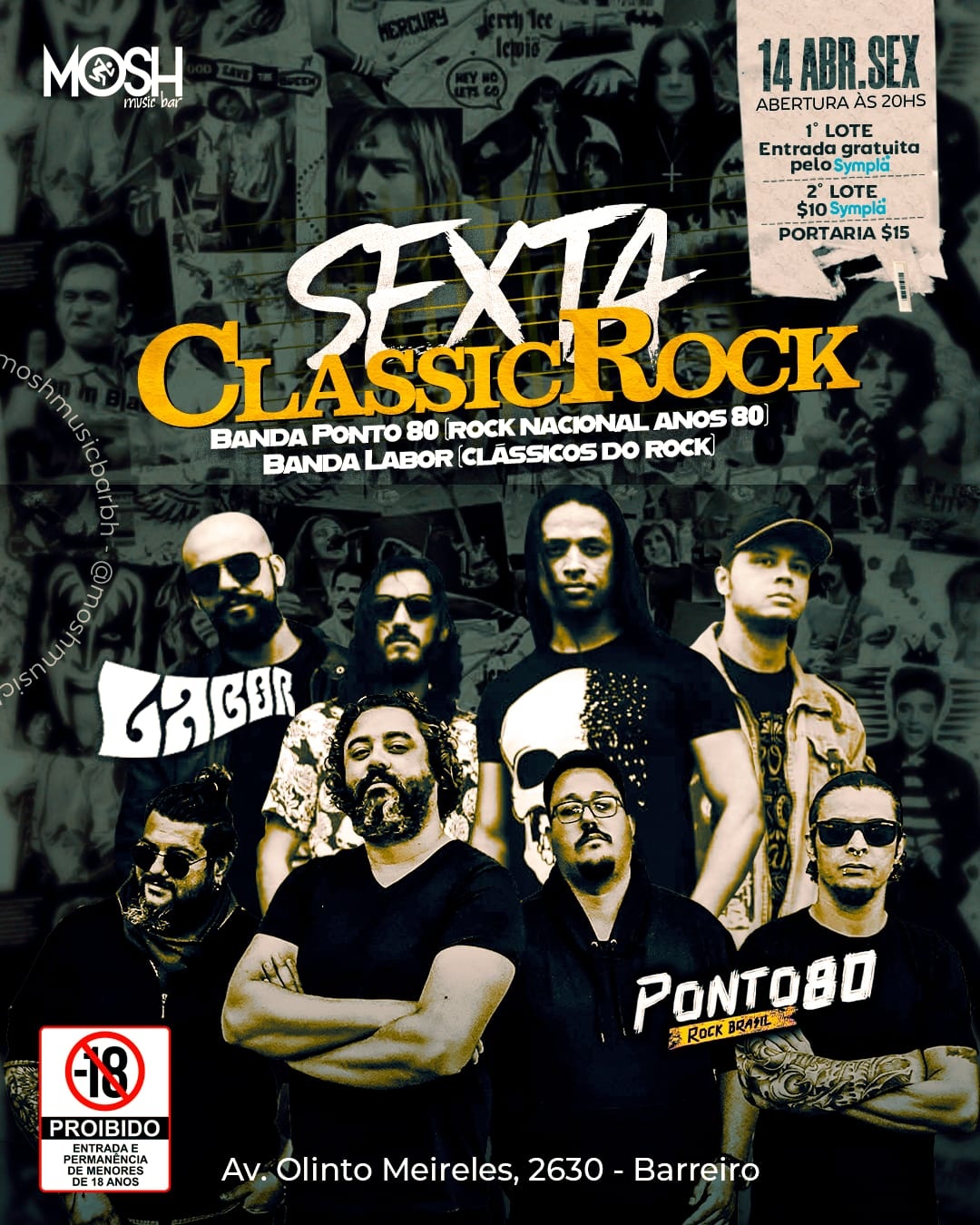 14/04 - CLASSIC ROCK - LABOR + PONTO80 em Belo Horizonte - Sympla