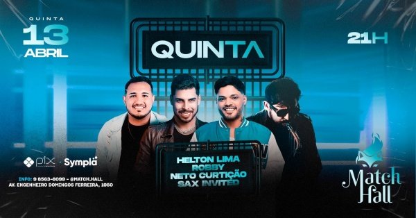 QUINTA| MATCH HALL 13/04 em Recife - Sympla