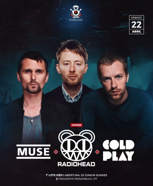 MUSE, RADIOHEAD & COLDPLAY COVER @Studio Pub 22.04 em Belém - Sympla