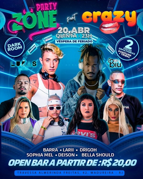 PARTY ZONE FEAT CRAZY | OPEN BAR 20$ LOTE PROMO | QUINTA VESP. DE ...