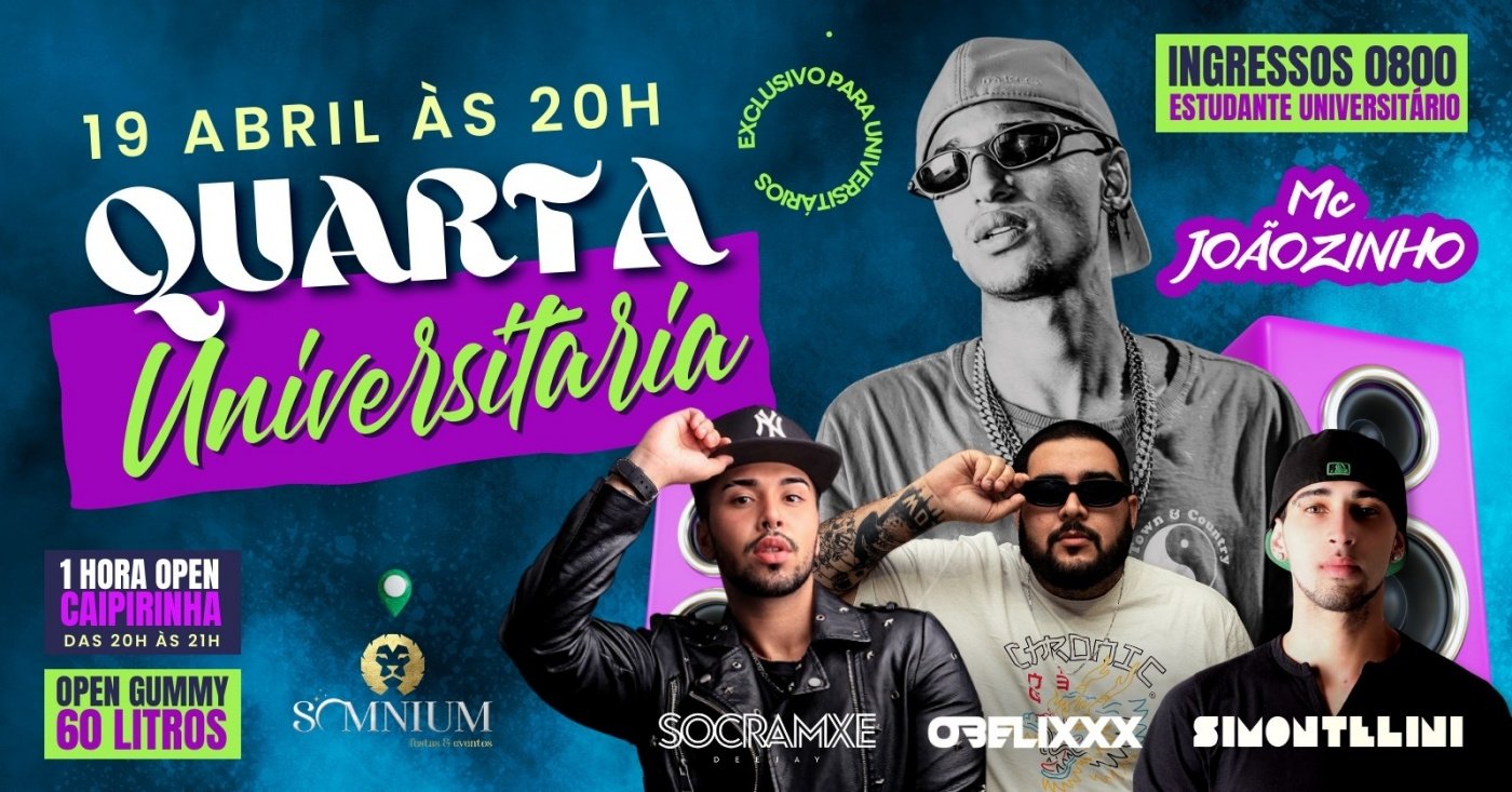 19/04 - QUARTA UNIVERSITÁRIA em Poços de Caldas - Sympla