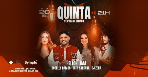 QUINTA| MATCH HALL 20/04 em Recife - Sympla