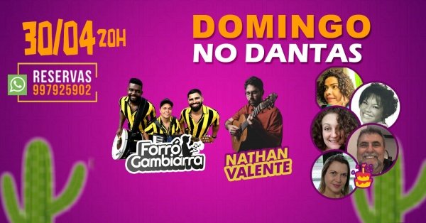 Forró Domingo no Dantas participação Nathan Valente em Santos - Sympla