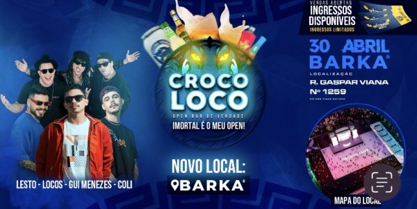 CROCO LOCO OPEN BAR! - FESTA PRINCIPAL INTERMED NORTE em Belém - Sympla