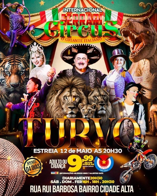 Ferrari Circus| TURVO SC | SÁBADO às 16h em Turvo - Sympla