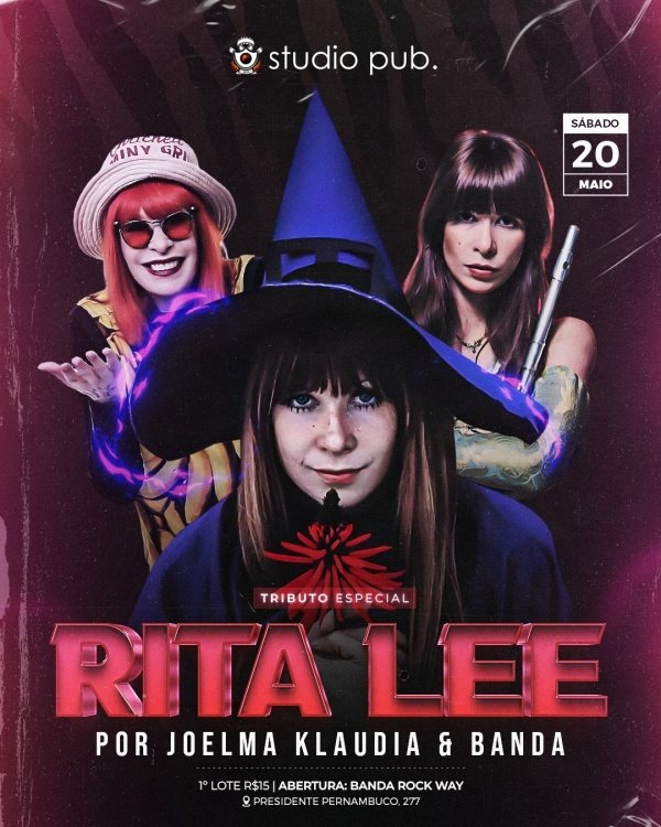 ESPECIAL RITA LEE - TRIBUTO POR JOELMA KLAUDIA @Studio Pub 20/05 em Belém - Sympla