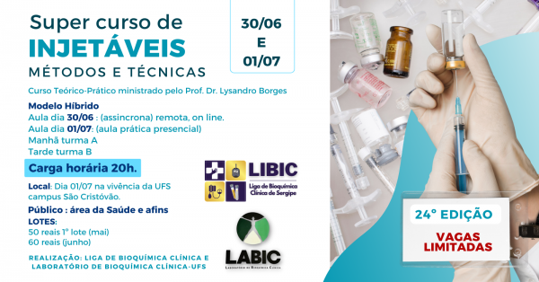 Injetáveis: Métodos e Técnicas - 24º edição em São Cristóvão - Sympla