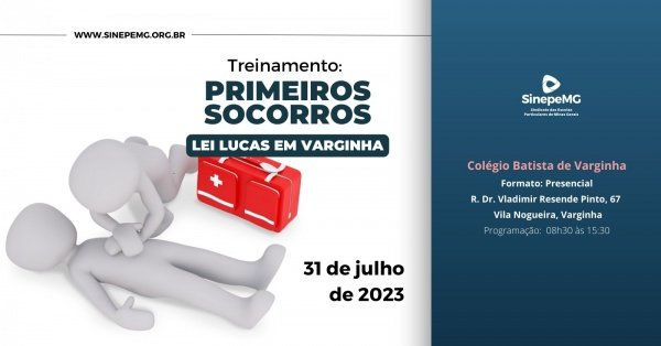 Treinamento: Primeiros Socorros - Lei Lucas em Varginha em Varginha - Sympla
