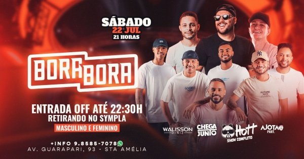 SÁBADO DO BORA BORA | 22 DE JULHO em Belo Horizonte - Sympla