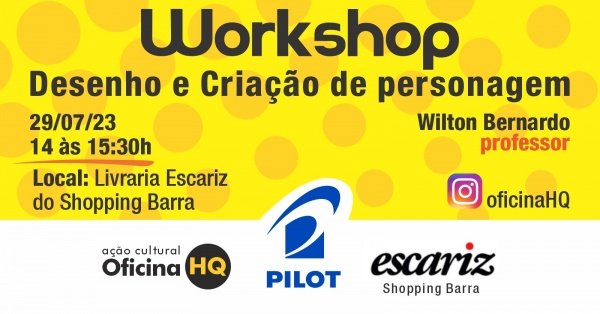 Workshop de Desenho e criação de personagem na Livraria Escariz em ...