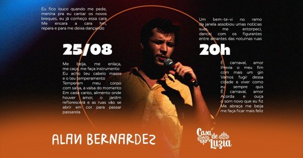 Alan Bernardes na Casa de Luzia em Rio de Janeiro - Sympla