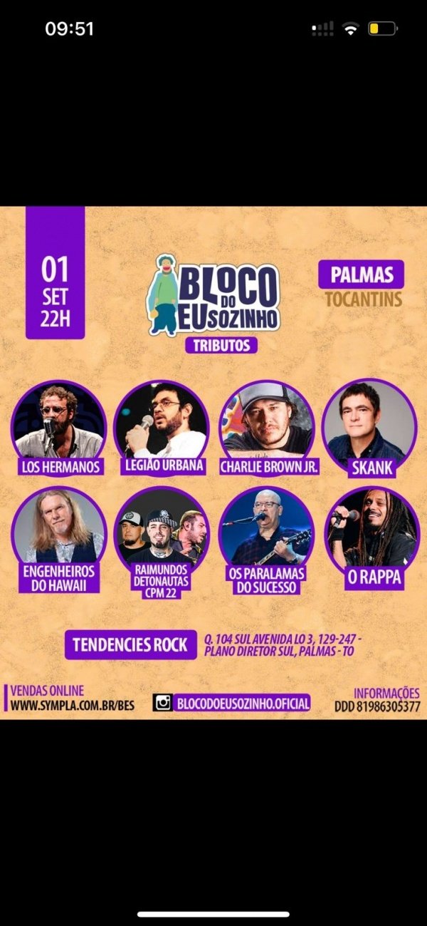 Bloco Do Eu Sozinho Palmas Em Palmas Sympla