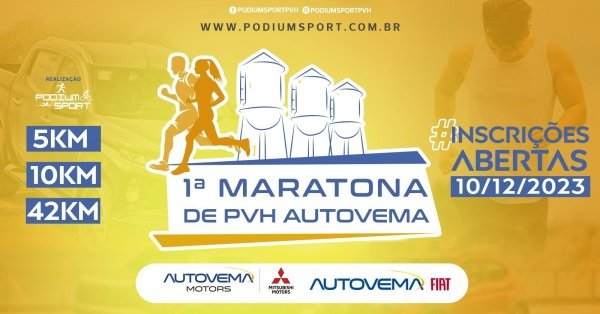1ª MARATONA DE PORTO VELHO AUTOVEMA em Porto Velho - Sympla