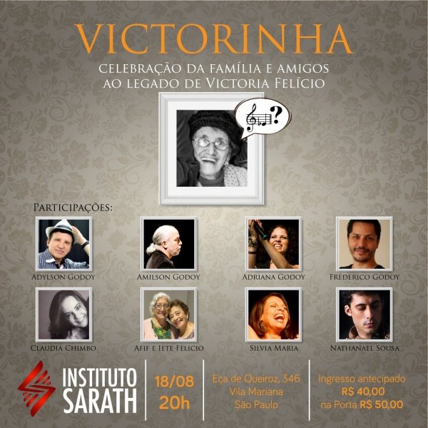 Victorinha/ homenagem póstuma ao legado musical de Victoria Felicio. em ...
