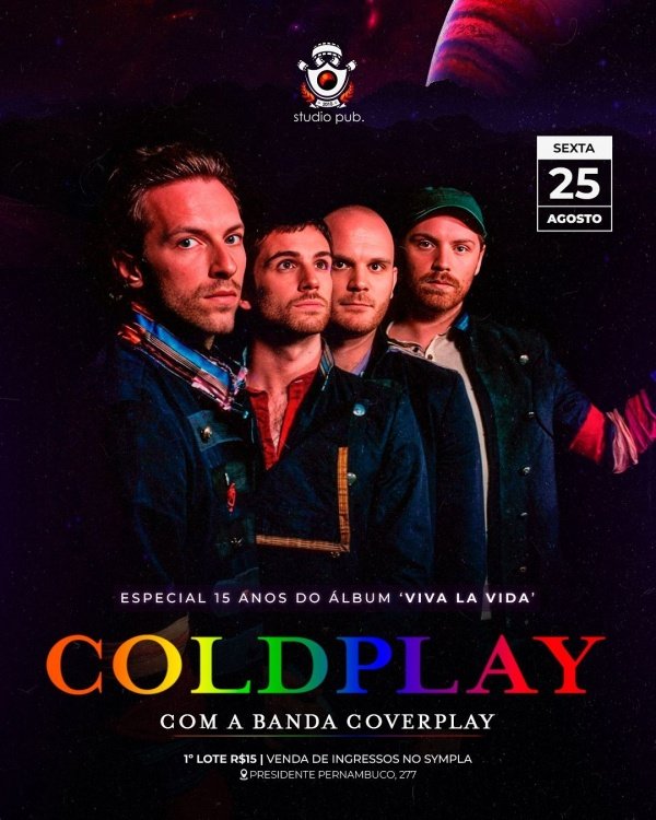 COLDPLAY - 15 ANOS DO ÁLBUM 'VIVA LA VIDA' @StudiPub - 25/08 em Belém - Sympla