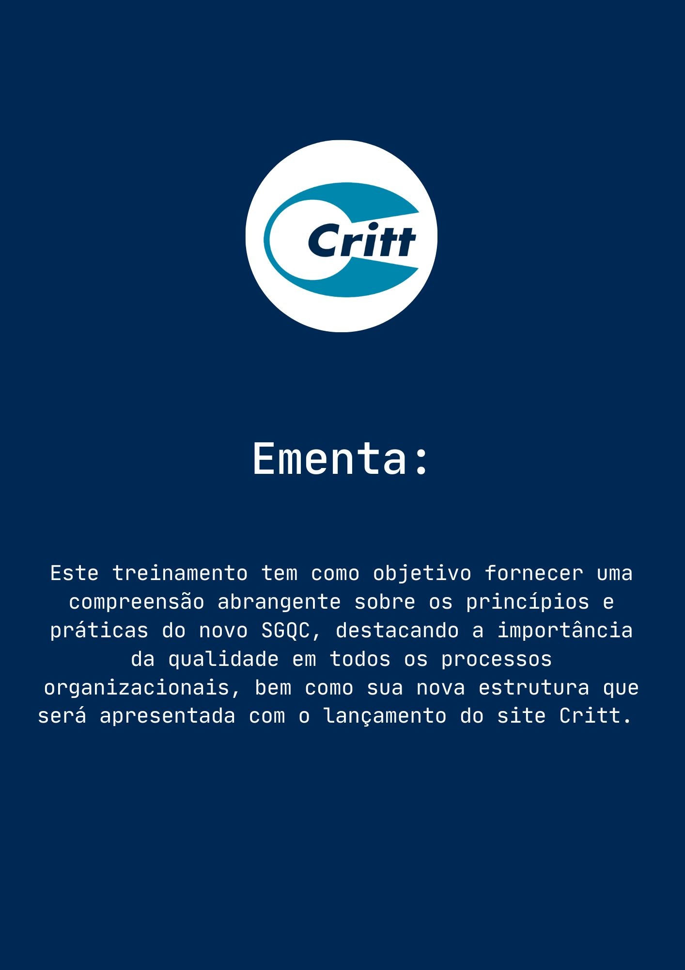 Portal do Critt: O Novo SGQC - 13/09/2023 - 14h em Juiz de Fora - Sympla