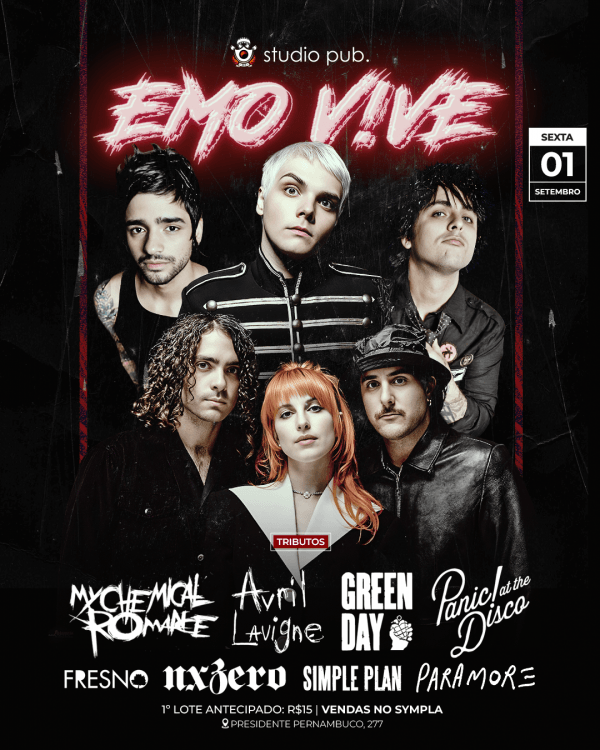 EMO VIVE - TRIBUTO EMO @StudioPub - 01/09 em Belém - Sympla