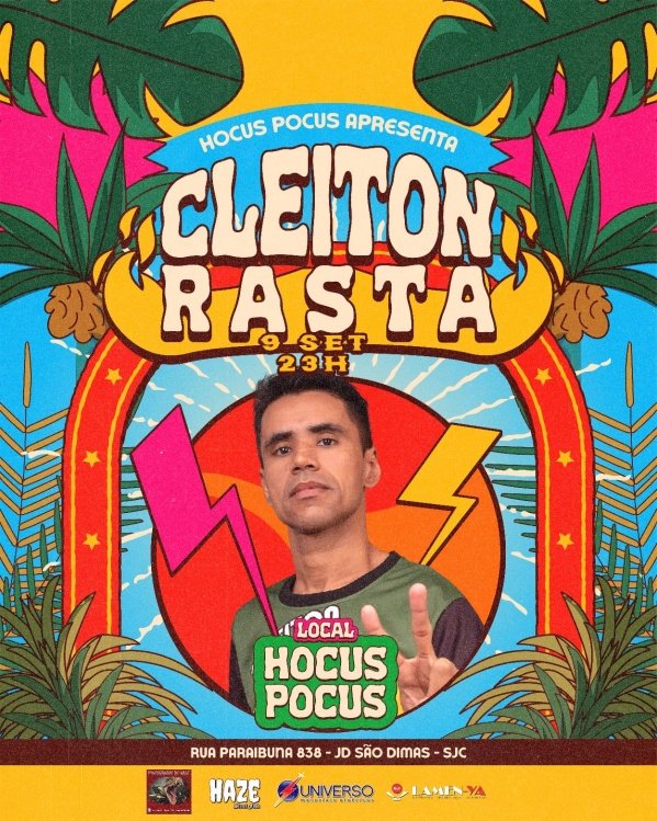 CLEITON RASTA DE VOLTA AO HOCUS POCUS em São José dos Campos - Sympla