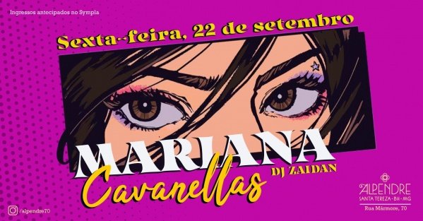 Mariana Cavanellas em Belo Horizonte - Sympla