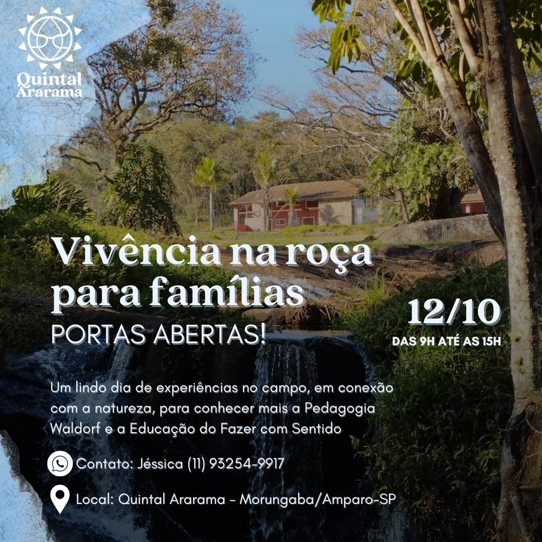 Vivência na roça para famílias: Quintal Ararama de Portas Abertas! em ...