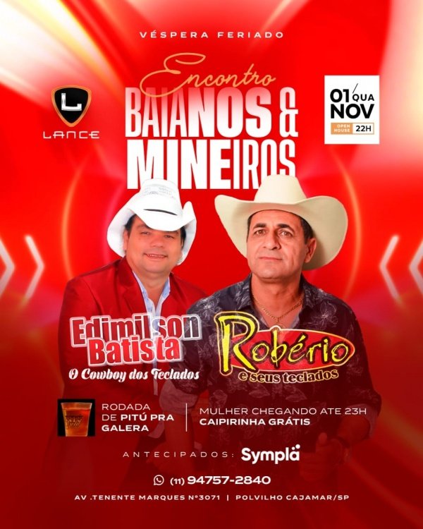 ROBÉRIO E EDMILSON BATISTA NO LANCE em Cajamar - Sympla