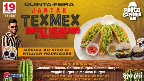 Jantar no Porco Espinho Bar | Tex-Mex e Burgers em Jundiaí - Sympla