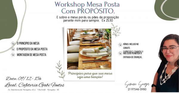 Workshop Mesa Posta Com PROPÓSITO em Mesquita - Sympla