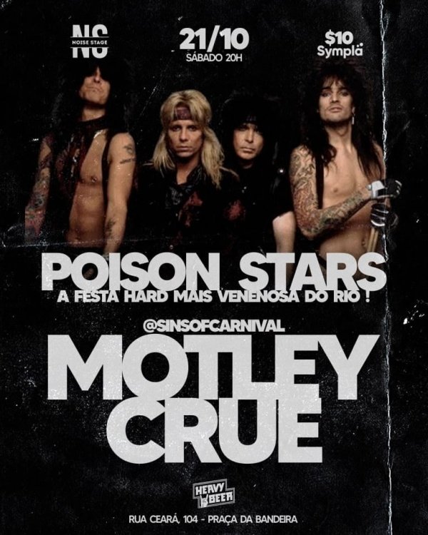 Poison Star Especial Motley Crue + DJ Fábio em Rio de Janeiro - Sympla