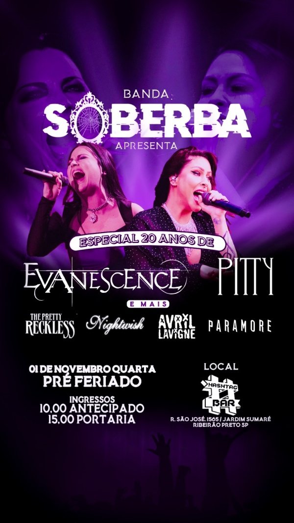 Especial EVANESCENCE COVER + PITTY 20 anos em Ribeirão Preto - Sympla