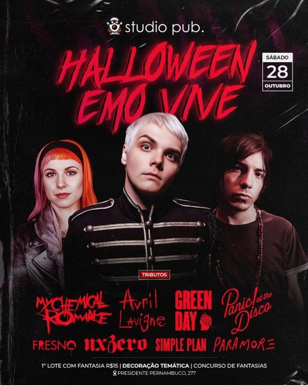 HALLOWEEN EMO - BANDA EMO VIVE @StudioPub - 28/10 em Belém - Sympla