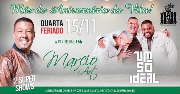 MARCIO ART E UM SÓ IDEAL NA VILA DO SAMBA em São Paulo - Sympla