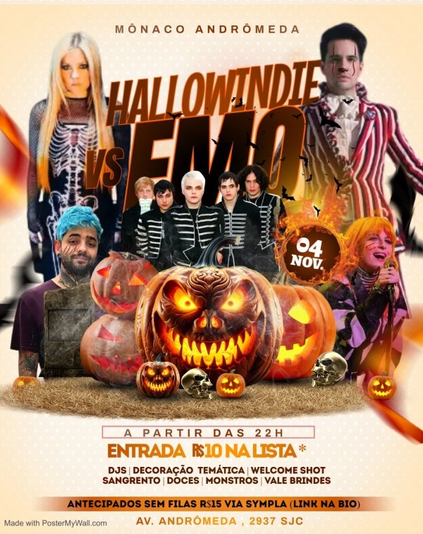HALLOWINDIE +EMO Na Mônaco Andrômeda 04nov em São José dos Campos - Sympla