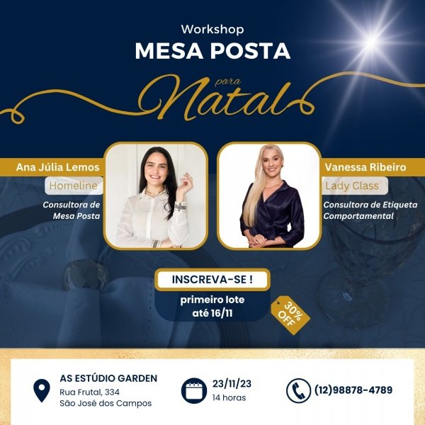 Workshop mesa posta para natal em São José dos Campos - Sympla