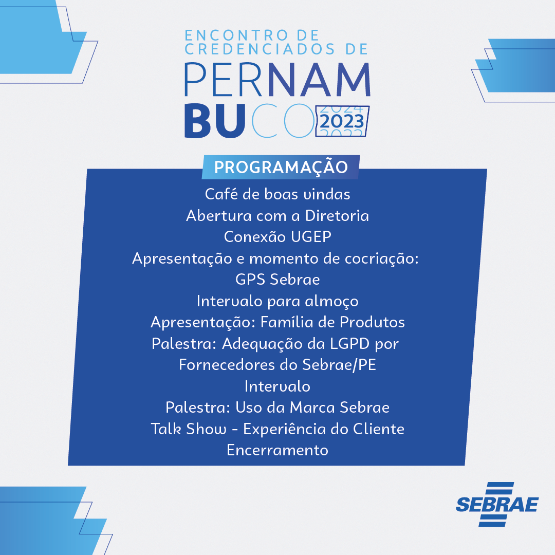 ENCONTRO DE CREDENCIADOS SEBRAE PE 2023 em Recife - Sympla