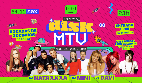 DISK MTV - Anos 90 / 2000 / 2010 - Galpão 20 em Ribeirão Preto - Sympla