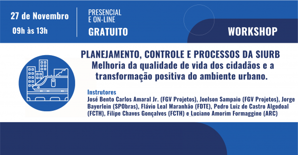 WORKSHOP: PLANEJAMENTO, CONTROLE E PROCESSOS DA SIURB em São Paulo - Sympla