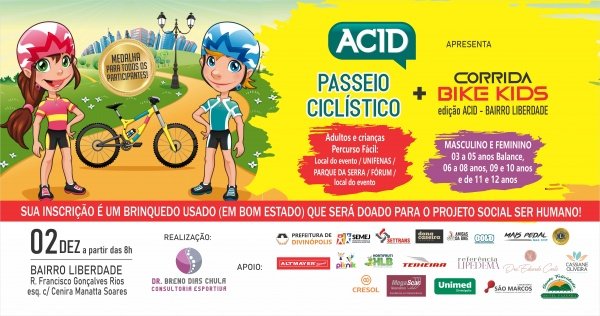ACID - Corrida Bike Kids + Passeio Ciclístico em Divinópolis - Sympla