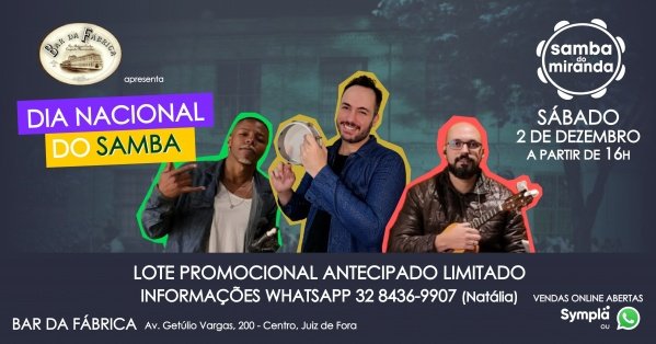 Dia Nacional do Samba com o Samba do Miranda no Bar da Fábrica em Juiz de Fora - Sympla