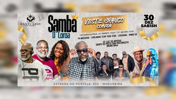 SAMBA D´COROA - VESTE BRANCO em Rio de Janeiro - Sympla