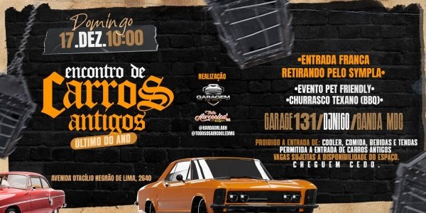 Encontro de Carros Antigos - ÚLTIMO DO ANO em Belo Horizonte - Sympla